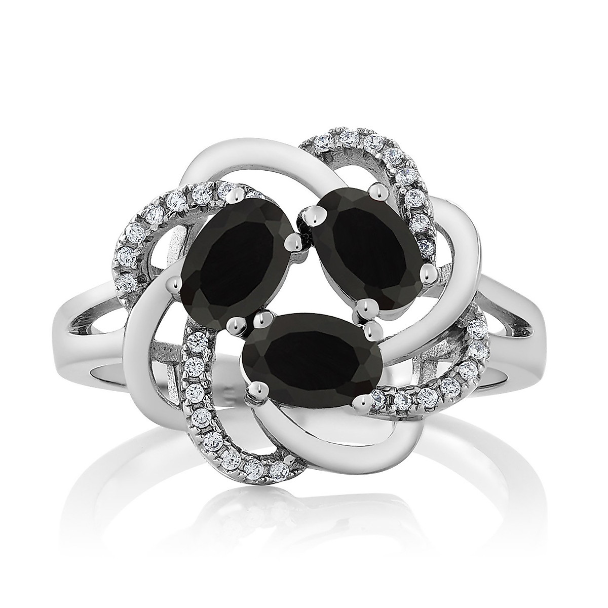 Gem Stone King 925 Sterling Silver Black Onyx Ring For Women (1.54 Cttw, Oval 6X4MM, Gemstone December Birthstone, Available In Size 5, 6, 7, 8, 9)