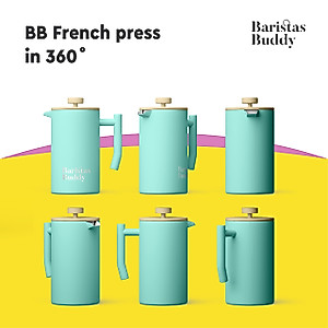 BaristasBuddy French Press Coffee Maker - Insulated, Stainless Steel Manual Coffee Makers For Home, Office Or Camping - Large 34oz Capacity For 4 Cups