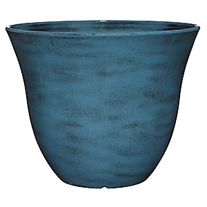 Classic Home and Garden Honeysuckle Resin Flower Pot Planter, Blue Jean, 15"
