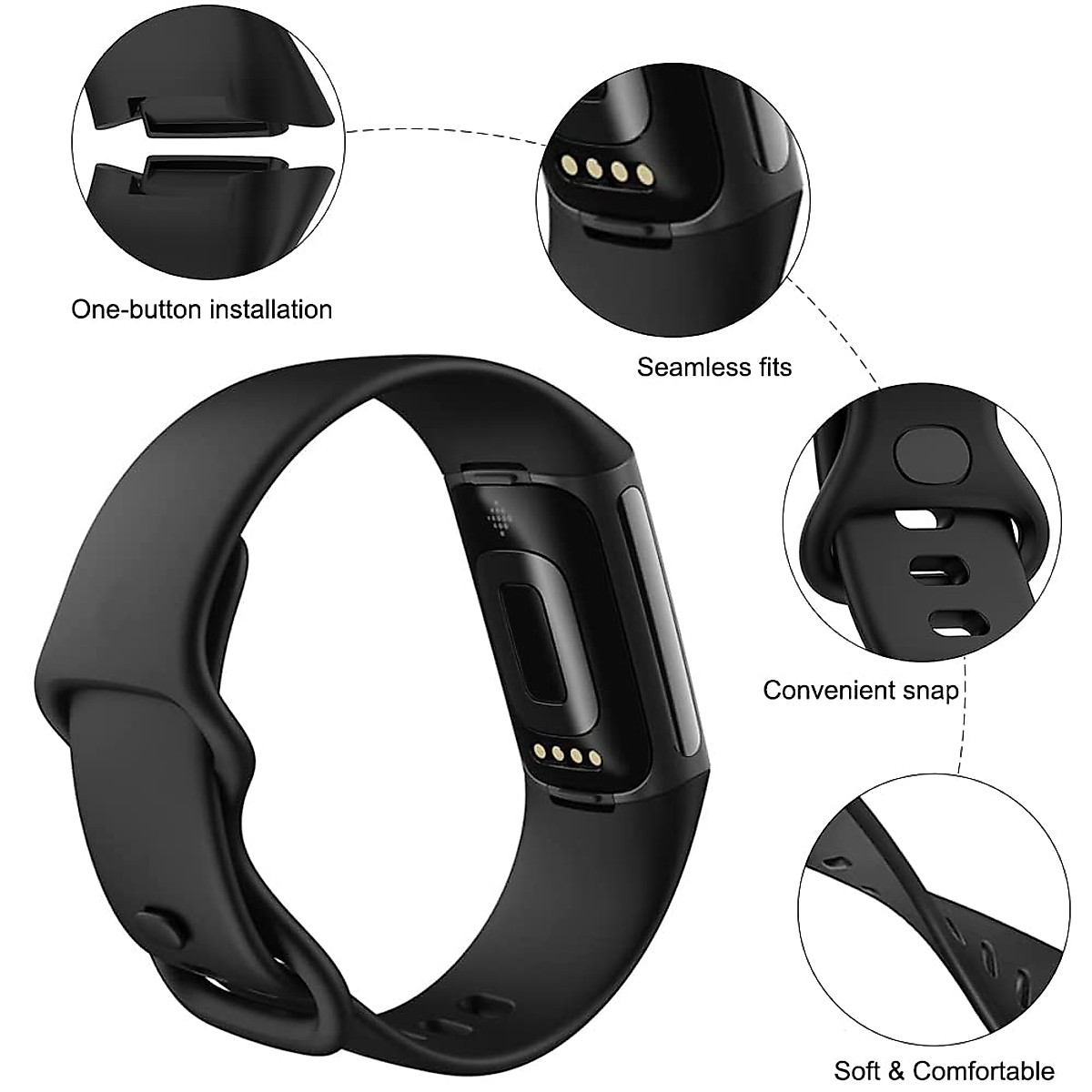 Qimela Liquid Silicone Watch Band Compatible with Fitbit Charge 5 Bands for Women Men,Sport Waterproof Soft Strap Replacement Wristbands for Charge 5 Fitness Tracker (Large, Red)