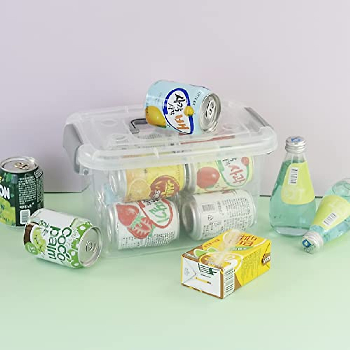 Obstnny 6 Packs Small Plastic Container Box, Latching Storage Bins with Handle, 5 L