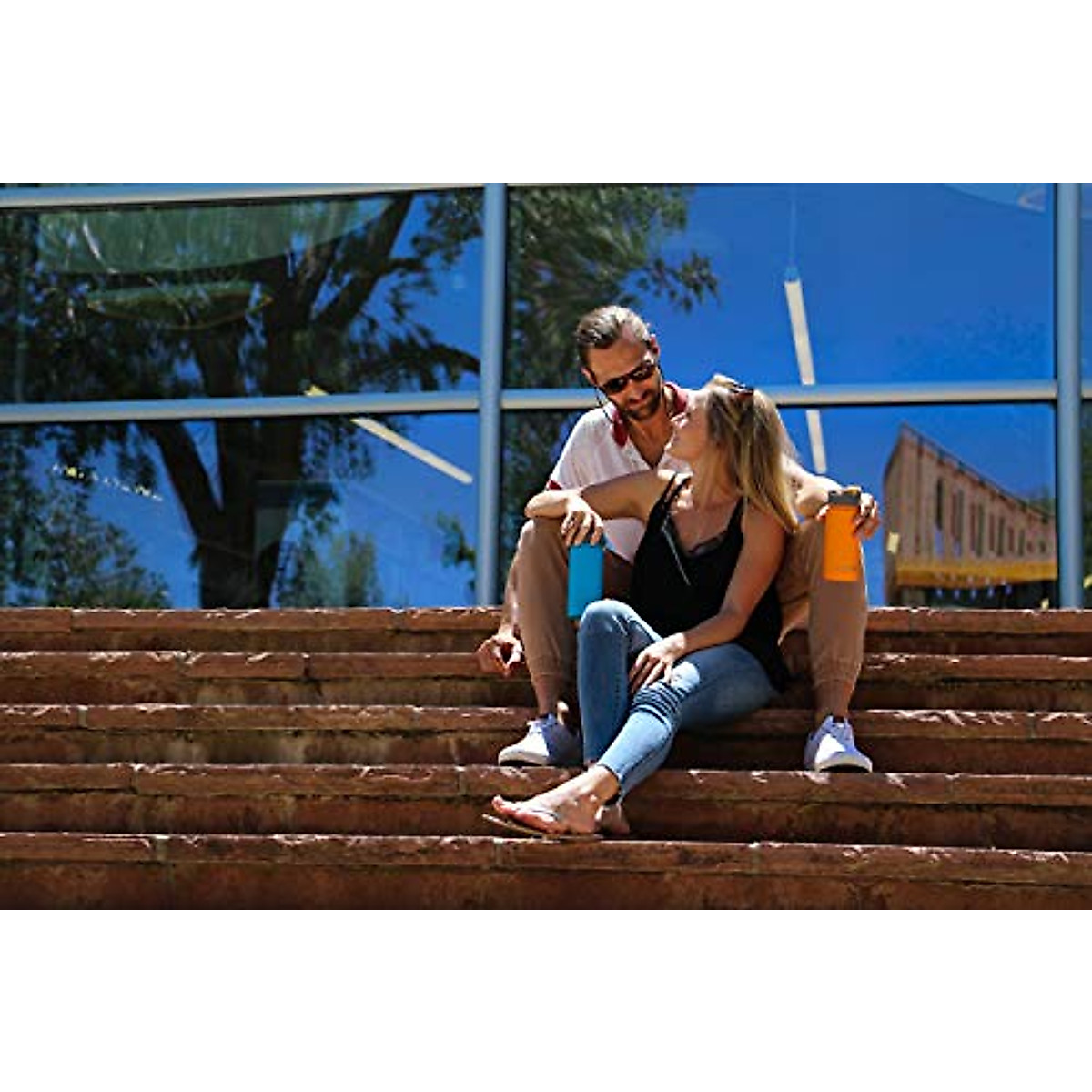 EcoVessel Perk Vacuum Insulated Coffee Tumbler and Tea Bottle, 16oz Stainless Steel Travel Infuser with Strainer and Push-Button Lid