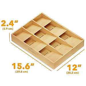 SpaceAid Bamboo Silverware Drawer Organizer with Labels, Kitchen Utensil Tray Holder Organizer for Flatware, Cutlery, Spoon and Knives Drawer Storage Organization (Natural, 9 Slots)