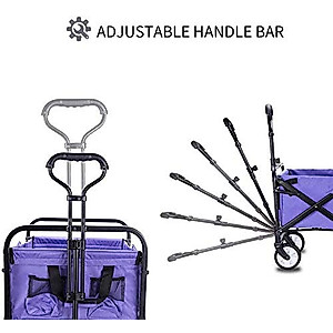 KOHARA Folding Wagon Cart Collapsible Outdoor Utility Wagon Heavy Duty Beach Wagon with 4 Wheels and Steel Brakes,Trolley,Foldable Pull Wagon Hand Transport Cart Collapsible