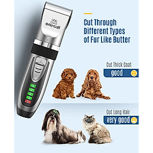oneisall Dog Clippers and Dog Paw Trimmer Kit 2 in 1 Pet Cat Dog Grooming Kit Quiet Cordless Dog Clippers for Grooming Pet Hair Trimmers for Dogs Cats