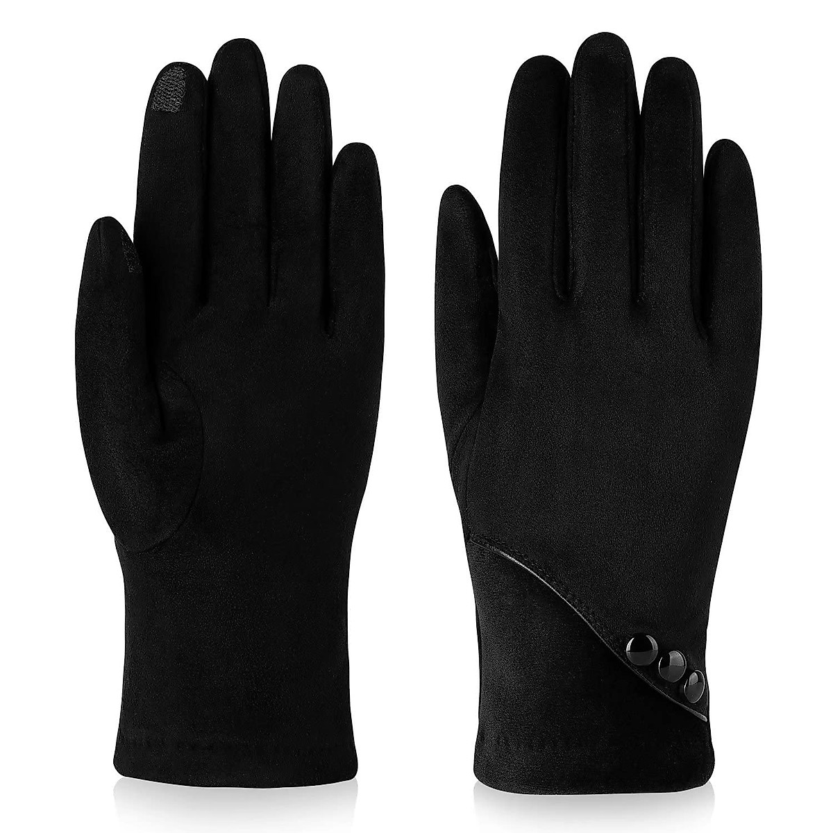 Alepo Womens Winter Warm Gloves, Contrast Color Design Touchscreen Texting Fleece Lined Windproof Driving Gloves Hand Warmer (Burgundy-M)