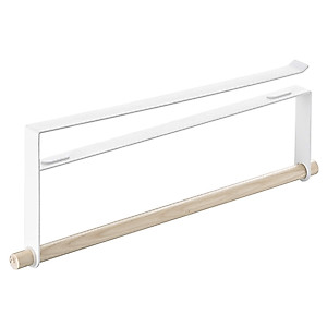 YAMAZAKI Home Under Shelf Paper Towel Holder-Cabinet Rack for Kitchen | Steel + Wood | Undershelf Solution, One Size, White