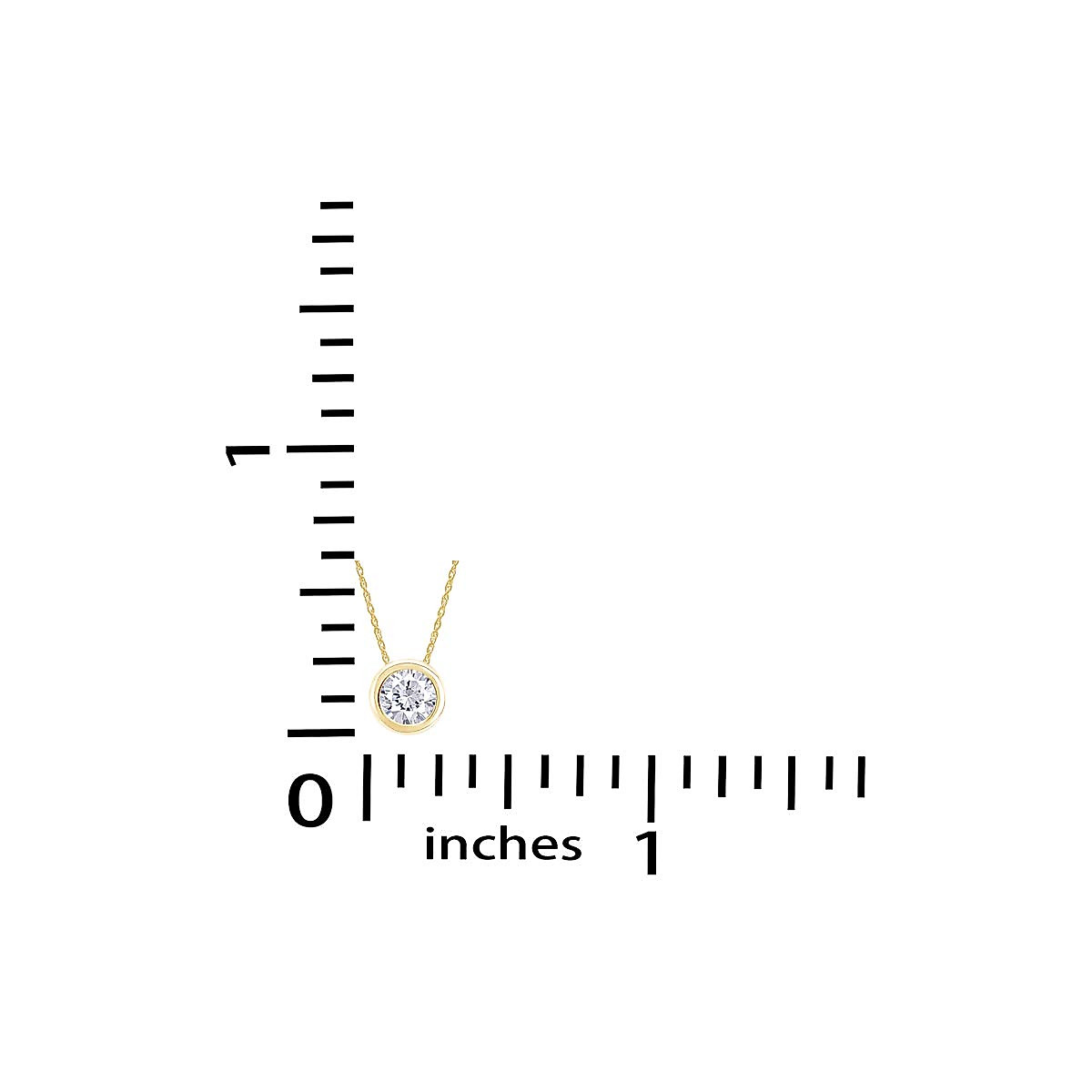 THE JEWEL ZONE 14K Solid Yellow Gold Pendant Necklace, Bezel Set 1 Carat Round Cut Cubic Zirconia Solitaire Pendant Necklace For Women With 18" Gold Chain necklace