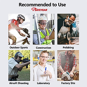 SAFEYEAR Anti Fog Safety Glasses- SG002 Clear Scratch Resistant Work Glasses No-Slip Safety Goggles Lab Grinding Chemistry