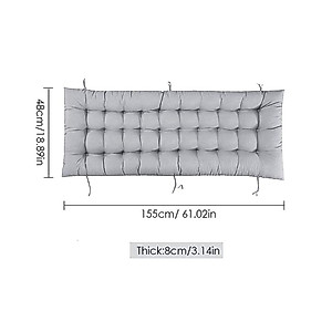 Patio Chaise Lounger Cushion, Indoor/Outdoor Cushions Rocking Chair Sofa Cushion with 6 Ties,Thick Padded Swing Bench Cushion，61Inch (Gray)