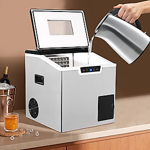 Self Dispensing Nugget Ice Maker, Crunchy Pebble Ice Maker, Countertop Crushing Ice Maker for Home Office Party RV, Portable Fast Ice-Making Automatic Cleaning Ice Maker