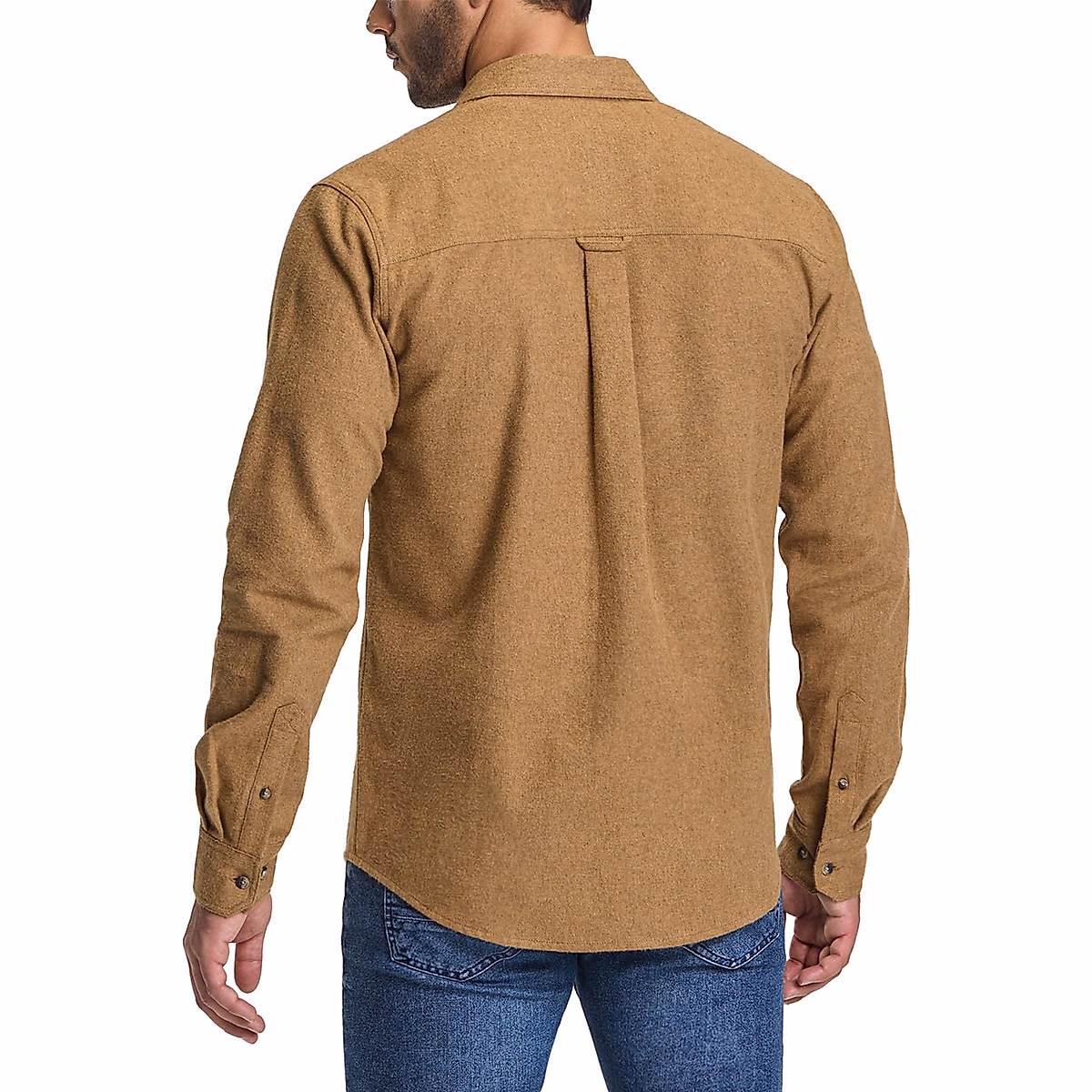 CQR Men's All Cotton Flannel Shirt, Long Sleeve Casual Button Down Plaid Shirt, Brushed Soft Outdoor Tactical Work Shirts, Solid Wheat Brown, X-Large