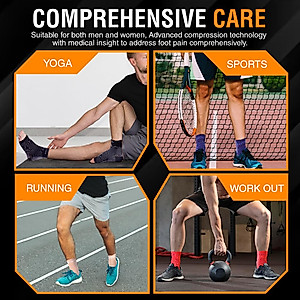 Doc Miller Foot Compression Sleeves for Plantar Fasciitis, Achilles Tendonitis, Heel & Arch Pain Relief, Best Nano Socks for Neuropathy Relief, for Men & Women, Stabilizing Toeless Design (Black, X-Large)