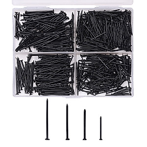 Mr. Pen- Nail Assortment Kit, 600 Pcs, 4 Sizes, Black, Small Nails, Nails for Hanging Pictures, Finishing Nails, Wall Nails for Hanging, Pin Nails, Hardware Nails, Assorted Nails, Galvanized Nails.