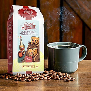 Joffrey's Coffee - Caramel Mudslide, Flavored Coffee, Artisan Medium Roast, Arabica Coffee Beans, Caramel, Dark Chocolate, Vanilla, & Rum Flavor, Brew or French Press, No Sugar (Whole Bean, 16 oz)