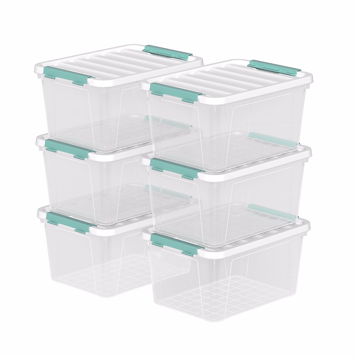 Buyitt 6-Pack Clear Plastic Storage Boxes, 20 Quart Plastic Storage Bins with Lids
