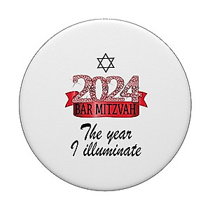 2024 Bar Mitzvah Quote Festive White Red Decor PopSockets Standard PopGrip