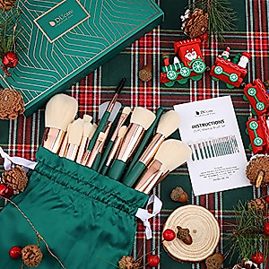 DUcare Makeup Brushes Professional 20Pcs Green Makeup Brush set with Silicone Face Mask Brush Kabuki Foundation Blending Powder Blush Concealers Eyeshadows Brushes