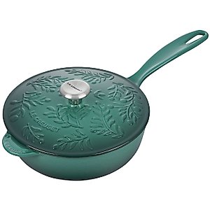 Le Creuset Olive Branch Collection Enameled Cast Iron Saucier, 2.25 qt., Artichaut with Embossed Lid