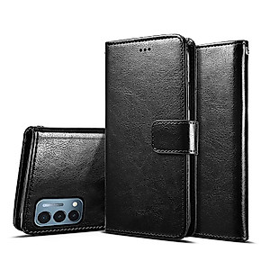 YJROP for OnePlus Nord N200 5G Case, with Screen Protector,PU Leather Wrist Strap Card Slots Shockproof Protective Flip Cover Wallet Case for 1+ Nord N200 5G,Black