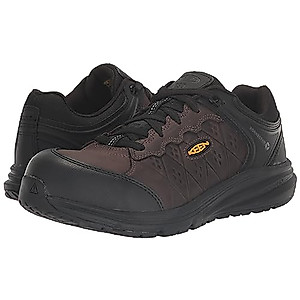 KEEN Utility Men's Vista Energy+ Low Composite Toe ESD Leather Industrial Work Sneakers, Coffee Bean/Black, 13