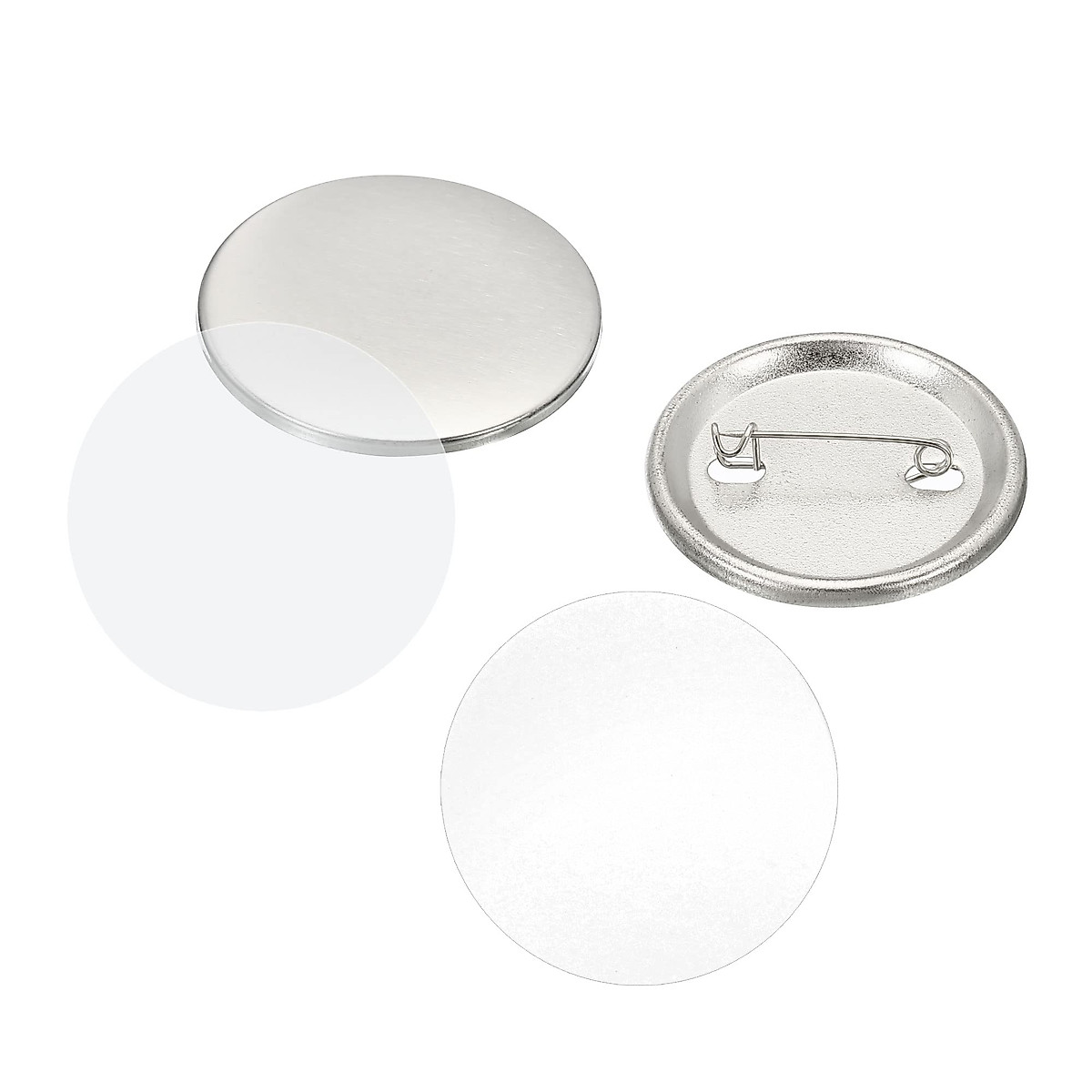PATIKIL 1.72inch Button Parts, Blank Button Making Supplies,25Pcs Round Badge Parts DIY Pin Maker Kit for Button Maker Machine with Metal Cover Metal Base, Film and Blank Paper