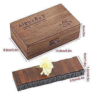 YYQTGG Letter Rubber Stamps, Wood Rubber Stamps 70 PCS with Vintage Wooden Boxe for Photo Album for Learning Alphabet