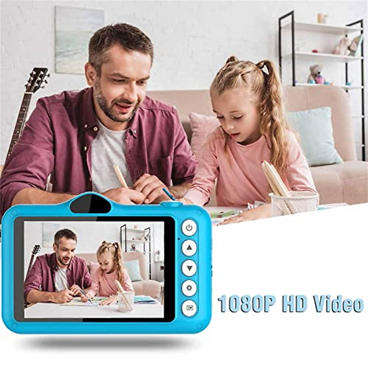 Multifunction Kids Digital Camera for Kids Birthday New Year Gifts Camera 3.5inch Screen Rechargeable Front and Back Double Lens 2mp for Boys Girls 2023 (Blue)