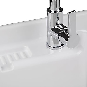 SIMPLIHOME Maile All-in-One Utility Sink & Cabinet, Pure White, 28-inch Laundry Cabinet, Pull-out Faucet, ABS Sink, Storage Drawer for Laundry Room, Mudroom, Garage