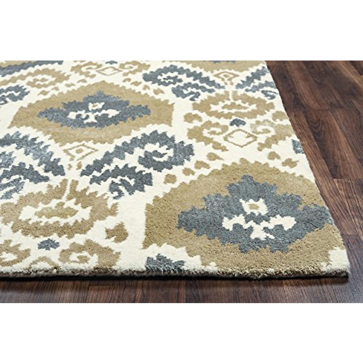 Rizzy Home | GV8628 | Gillespie Avenue Collection | Wool/Viscose Area Rug | 8' x 10' | Ivory/Gray/Rust/Blue Ikat