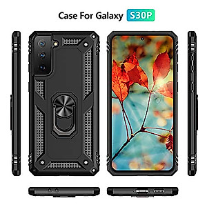 Military Grade Drop Impact for Samsung Galaxy S21 Plus Case Galaxy S21 Plus 5G Case 360 Metal Rotating Ring Kickstand Holder Armor Heavy Duty Shockproof Case for Galaxy S21 Plus Phone Case (Black)