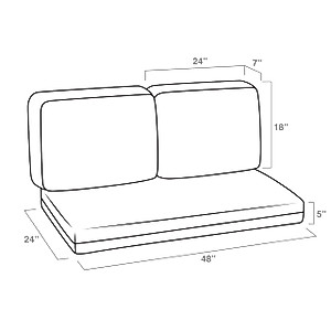 Arden Selections Outdoor Loveseat Cushion Set, 48 x 24, Water Repellent, Fade Resistant, Cushion Set for Couch, Bench, and Swing 48 x 24, French Blue Linen Stripe