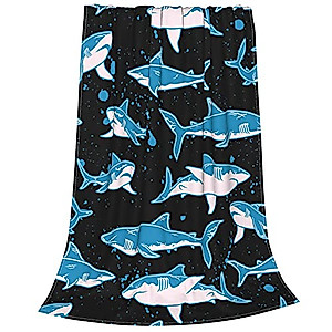 Blue Shark Ultra Soft Fleece Throw Blanket Size Lightweight Sofa/Couch/Living Room/Bed Decor Plush Bed Blankets for Adults and Kids Gifts 50"x40"