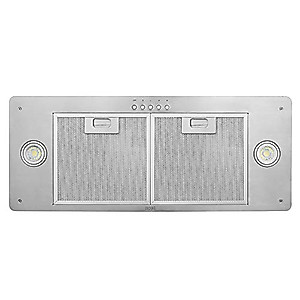 KOBE INX2730SQB-700-2 Brillia 30-inch Built-in/ Insert Range Hood, 3-Speed, 550 CFM, LED Lights, Baffle Filters, Stainless Steel