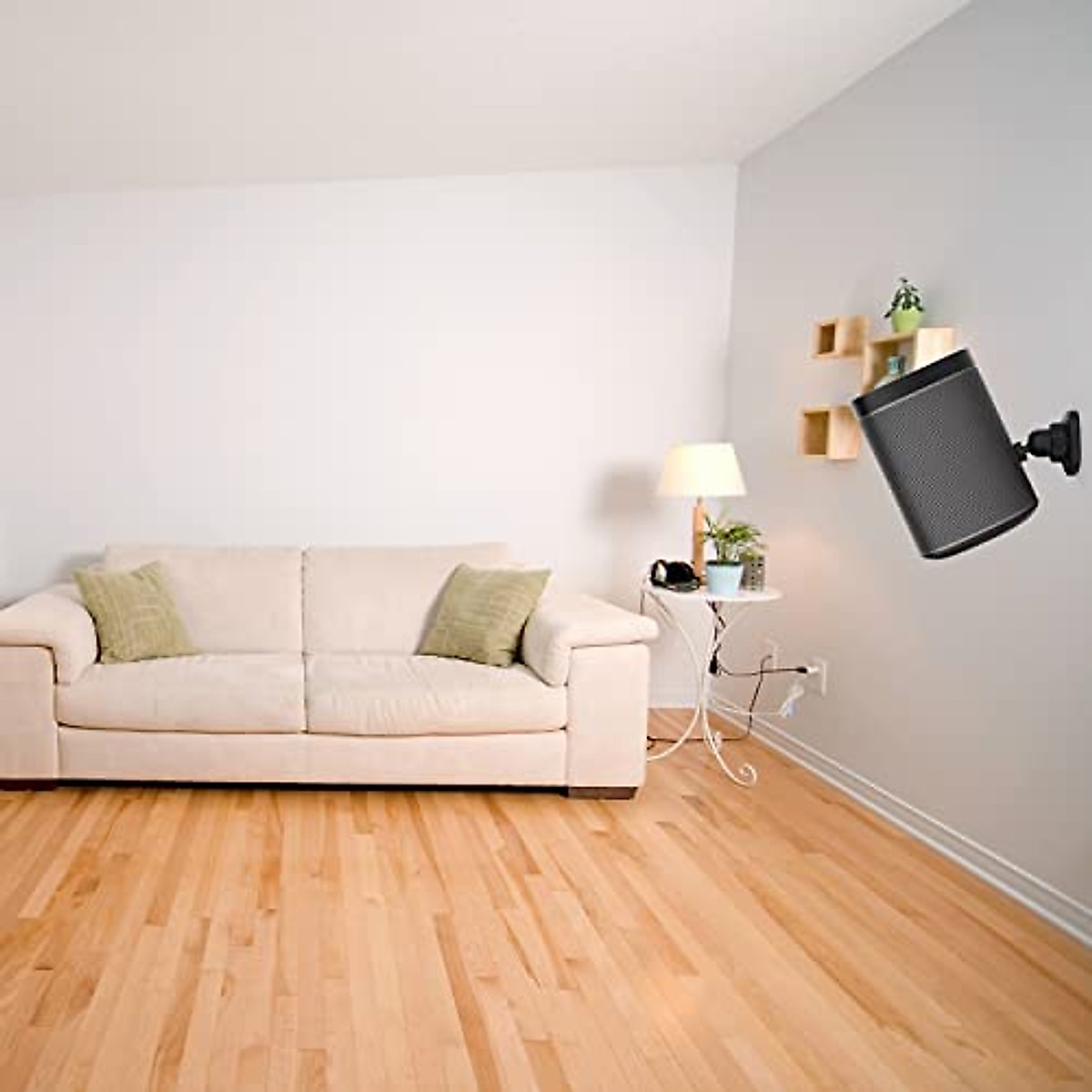 Mippko 2 Pack Speaker Wall Mount Holder for 1/4"-20 Threaded Screw Hole，360°Rotation Adjustment Aluminum Alloy Bracket, Black