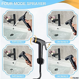 Bidet Sprayer for Toilet, FOLINUS Stainless Steel Handheld Bidet Sprayer with Doulbe Layer Leak-Proof Hose and Brass T-Valve and for Feminine Wash, Personal Hygiene, Pet(Matte Black)