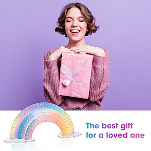 NiHome 3-Tier Iridescent Acrylic Rainbow Earring Organizer, Lightweight & Durable Design 140 Holes for 70 Pairs, Unique Front Row for Special Earrings, 11.8" W x 6.25" H