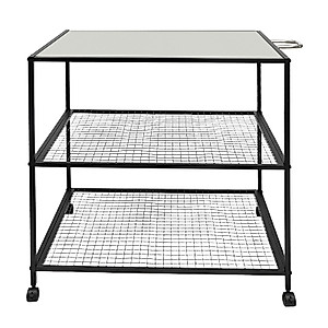 Ghankopd Outdoor Grill Cart Double-Shelf Movable Cooking Table,Outdoor Dining Cart with Storage and Spice Rack for Kitchen or Backyard Patio Indoor（33.46" L×19.49" W） (Style-B)
