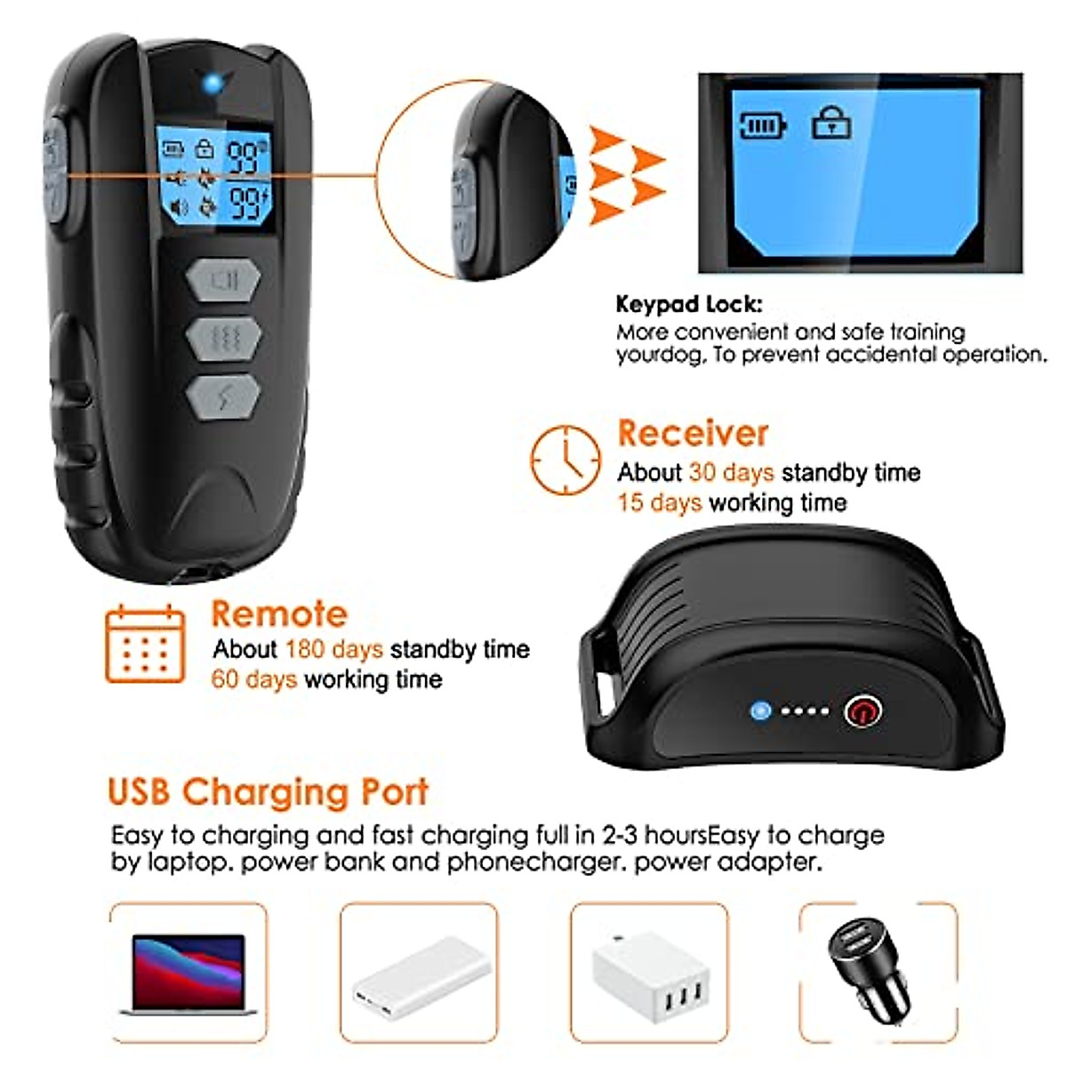 Dog Training Collar for 2 Dogs with Remote, Waterproof Rechargeable Electric Dog Shock Collar with Beep Vibration Shock Adjustable 0 to 99 Levels Dog Training Set for Large Medium Small Dogs