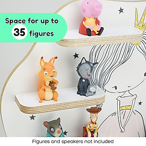 stadtecken Wooden Shelf for Music Box I Suitable for The Toniebox and ca. 35 Tonies I Perfect Storage in The Children's Room I for Setting up or Hanging (Medium, Flower Princess)
