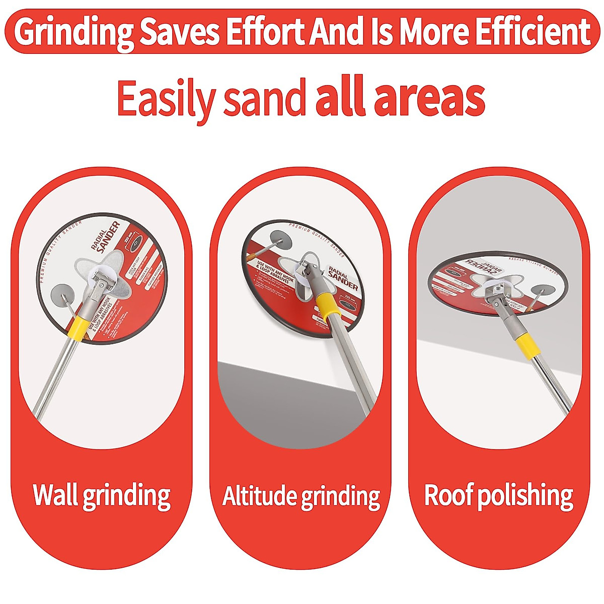 𝙐𝙥𝙜𝙧𝙖𝙙𝙚 Wall Sander for Painting Prep,9 inch Drywall Sander with Extension Pole for Wall Cleaning and Polishing,360 Circular Radial Sander + 25pcs Wall Sanding Discs