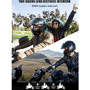 FreedConn 2pcs TCOM-SC Motorcycle Intercom Headset Speakers,2-3 Riders Helmet Bluetooth Intercom, Universal Communication Systems with Music Sharing/LCD Screen/FM Radio/Mobile Phone/GPS/Waterproof