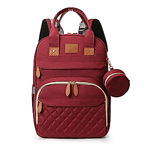 Mowaysers Diaper Bag with Changing Station – Diaper Bag Backpack Baby Changing Station – Multifunction Waterproof Diaper Backpack with Pacifier Case, Stroller Straps – Comfortable and Modern (Red)