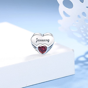 Birthstone Charm fit Pandora Charms Bracelets Angel Wing Bead Charms for Bracelets and Necklaces Birthday Gifts
