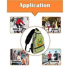 Gsypo Sling Backpack, St.Patrick's Day Lucky Shamrocks Horseshoe Waterproof Lightweight Small Sling Bag, Travel Chest Bag Crossbody Shoulder Bag Hiking Daypack for Women Men