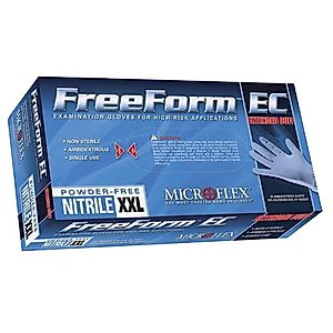 Microflex FFE-775-XL Blue Nitrile Freeform EC Gloves, X-Large (Pack of 500)