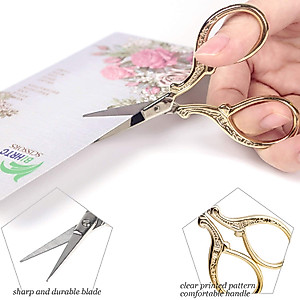 BIHRTC 3.6 Inch Embroidery Scissors Small Sewing Scissors Stainless Steel Tip Classic Scissors DIY Tools Dressmaker Shears Scissors for Craft Needlework Artwork Everyday Use Gold Scissors