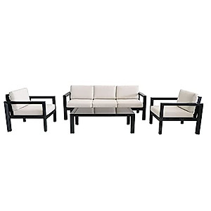 Quality Outdoor Living Monterey 4-Piece Outdoor Deep Seating Conversation Set, Black