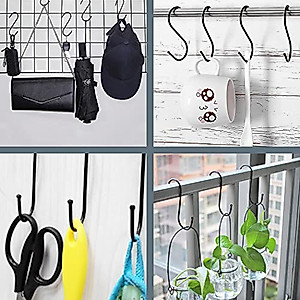 BYFU 40 Pack Black S Hook Hanging, Heavy Duty S Shaped Hooks for Utensils Clothes Bags Towels Plants (Medium)