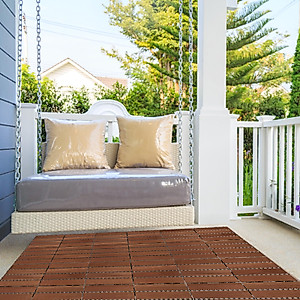 Interlocking Deck Tiles, 11Pcs Wood Flooring Tile Splicable Interlocking Floorboard for Home Outdoor Decking Garden Patio Balcony Decoration